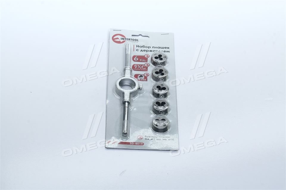 Купити набір плашок з тримачем 6 од (M4, M5, M6, M8, M10) (про-во INTERTOOL) | Inter-agro.com.ua